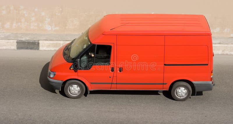 Red delivery van of my stock photo. Image of path, sign - 3775878