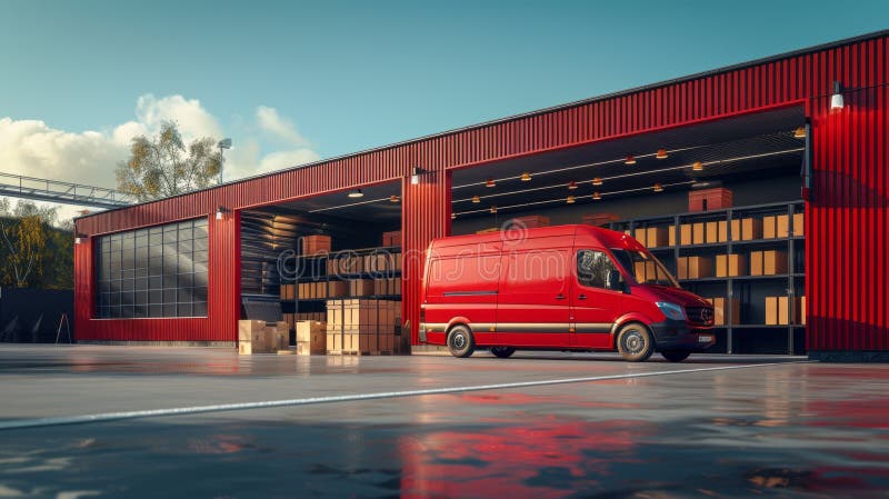 The Red Delivery Van. AI Generated Stock Photo - Image of delivery ...