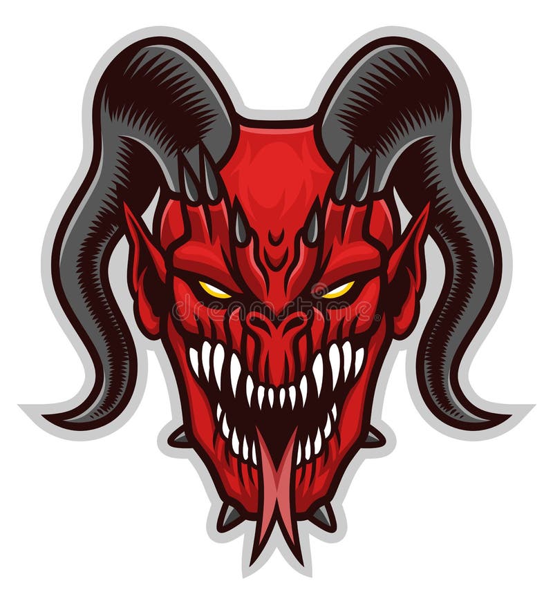 Red scary demon head stock vector. Illustration of white - 108929083