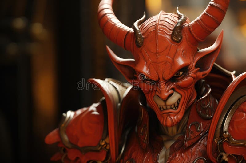 A red demon with horns stock illustration. Illustration of creature ...