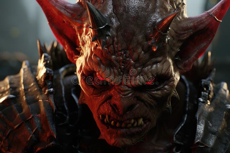 A Red Demon with Sharp Spikes Stock Illustration - Illustration of ...