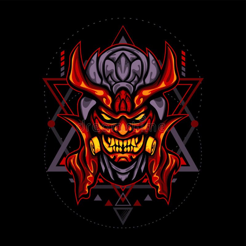 Red Demon Toxic Mask stock vector. Illustration of graphic - 171621954