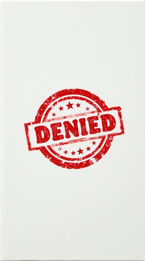 Red Denied Stamp on White Paper Background Stock Illustration ...