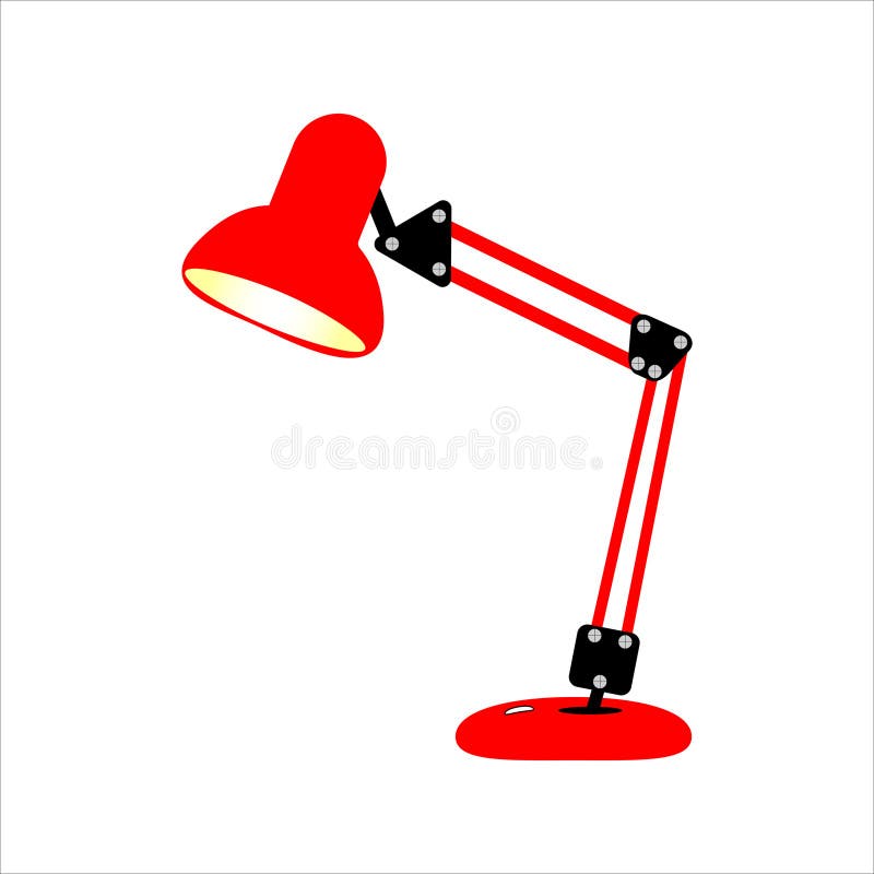 Red desk lamp isolated stock vector. Illustration of presentation ...