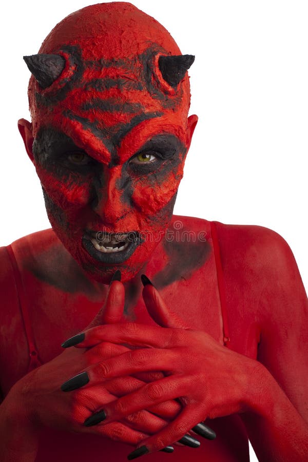 Red Devil Woman Holding an Apple Stock Photo - Image of girl, paradise ...