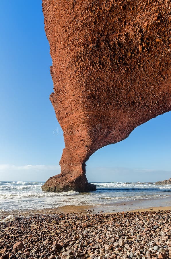 Red Devil Arch on Legzira Beach Stock Image - Image of africa ...