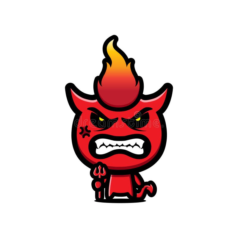 Red devil chibi is angry stock vector. Illustration of drawing - 354465786