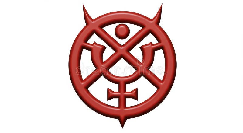 Red Devil Circle Symbol stock illustration. Illustration of esoteric ...