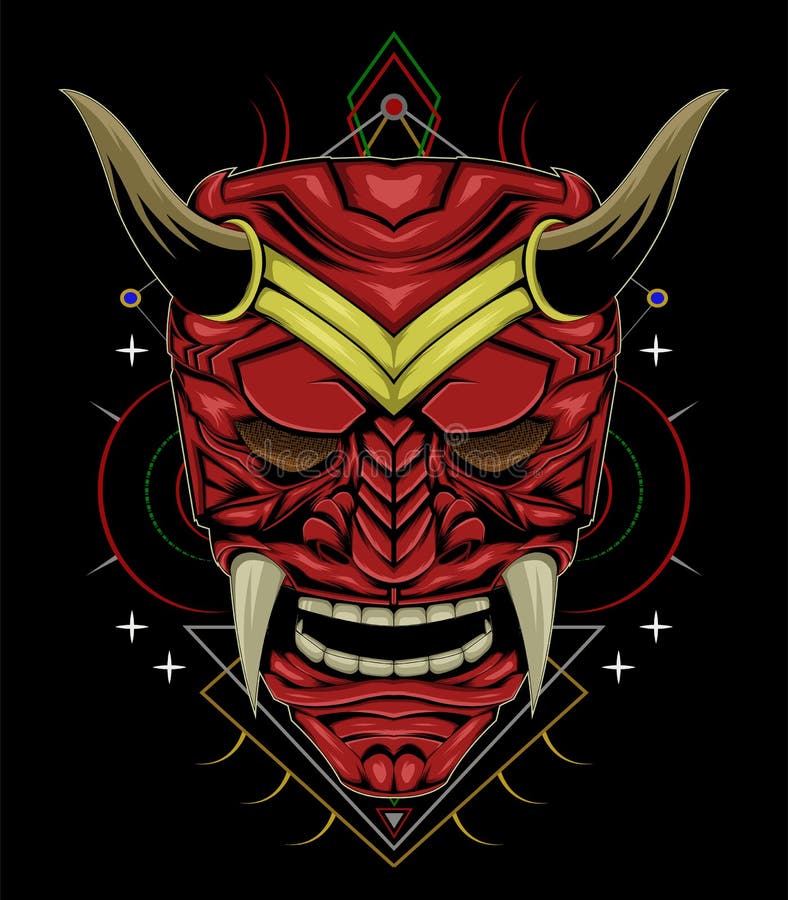 Red Devil Face Illustration. Head of Red Demon Stock Illustration ...