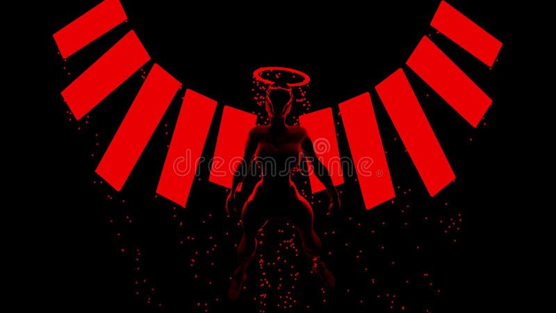 Red Devil Fighter from Hell, Angel of War with a Halo Around His Head ...