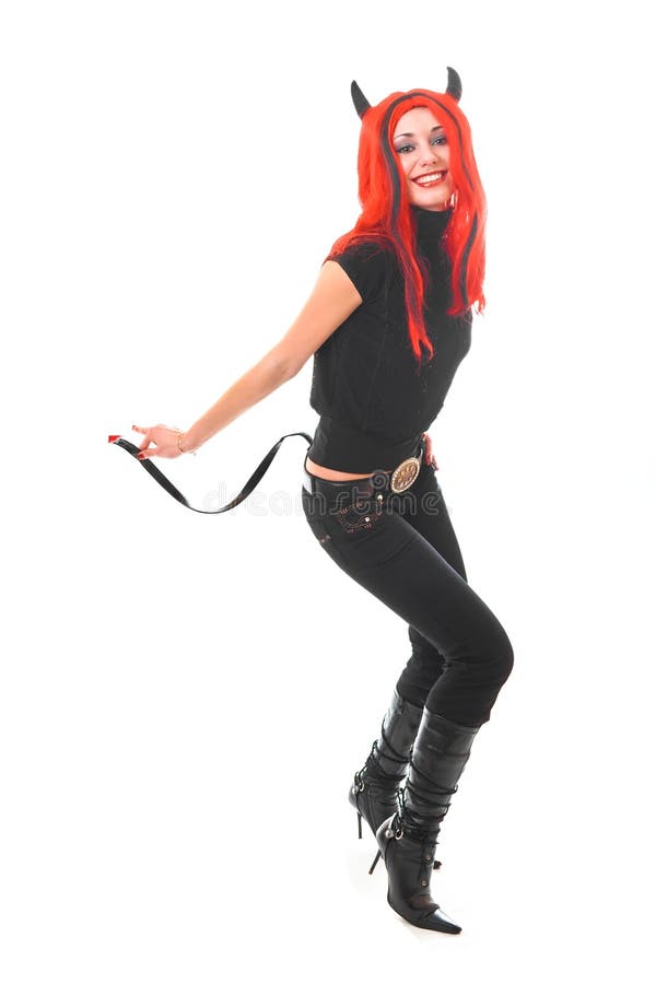 Red devil girl stock image. Image of halloween, creature - 3816093