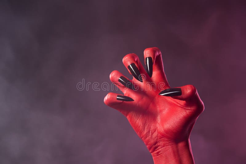 Red Devil Hand Showing Heavy Metal Gesture Stock Image - Image of ...
