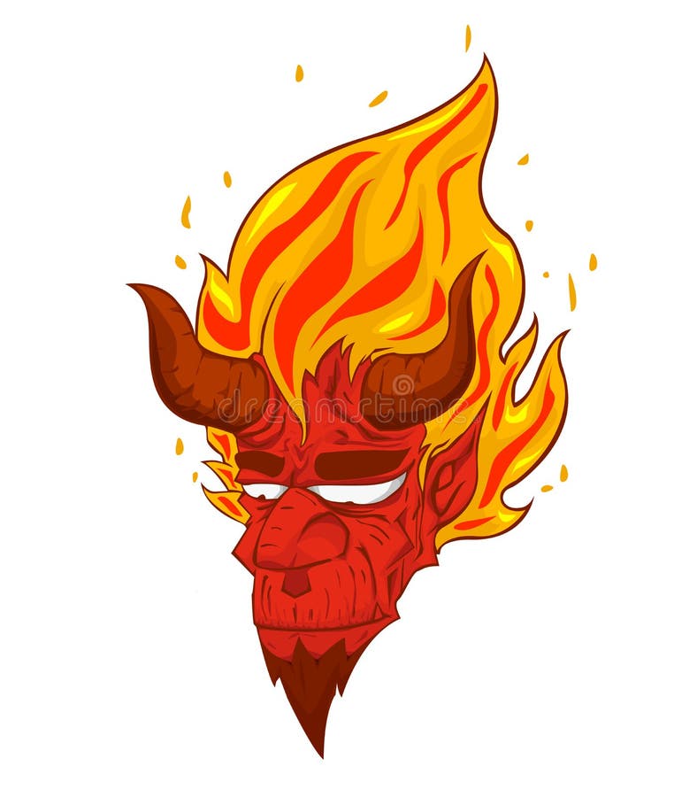 Red Devil Head Vector and Illustration. Monster in Halloween Night ...
