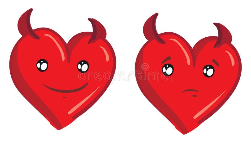 A 2 Red Devil Hearts, Vector or Color Illustration Stock Vector ...