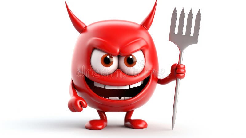 Red Devil Holding Fork and Pitchfork. this Image Can Be Used To Depict ...