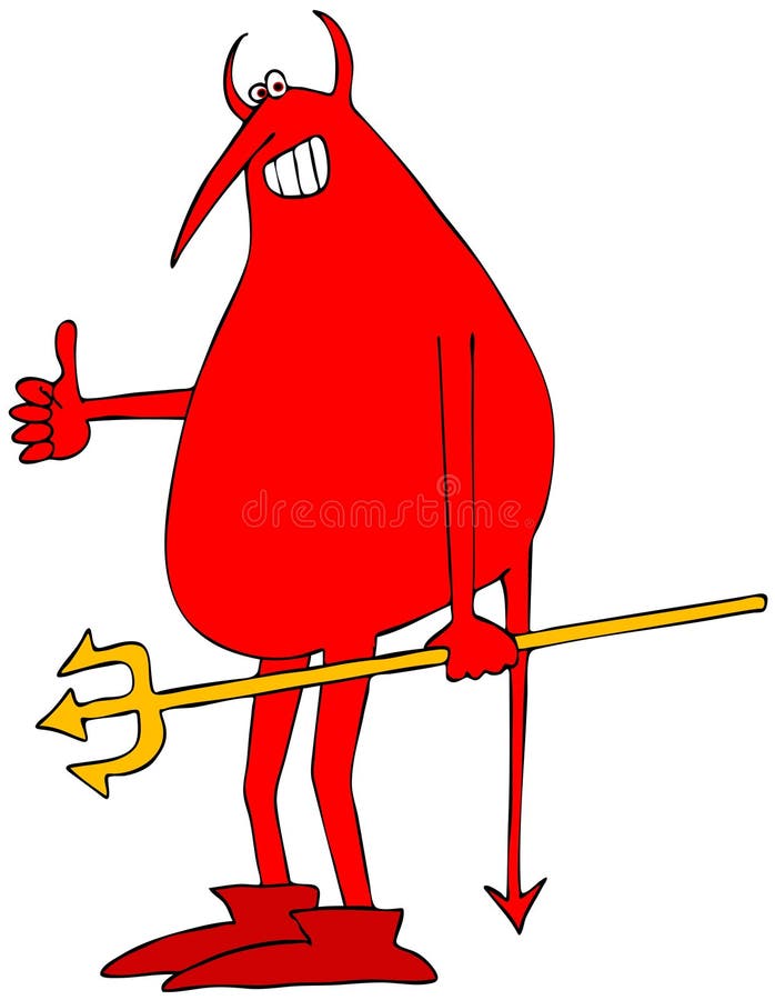 Red Devil with a pitchfork stock illustration. Illustration of funny ...