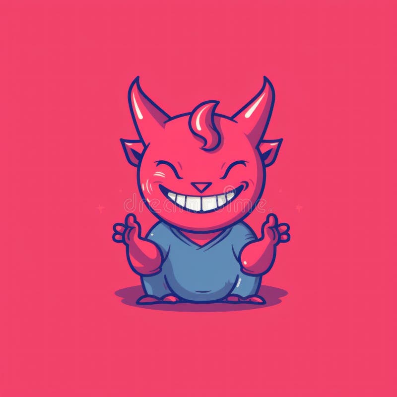 A Red Devil with Horns and a Blue Shirt. Generative AI Image. Stock ...