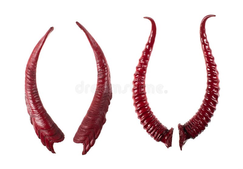 Red Devil Horns Isolated on White Stock Photo - Image of mythical ...