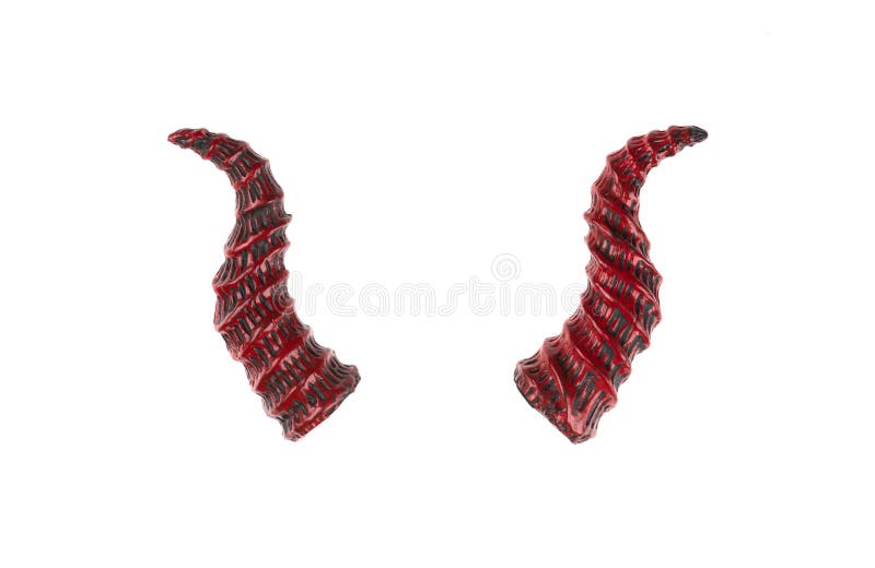 Red Devil Horns Isolated on White Stock Photo - Image of mythical ...