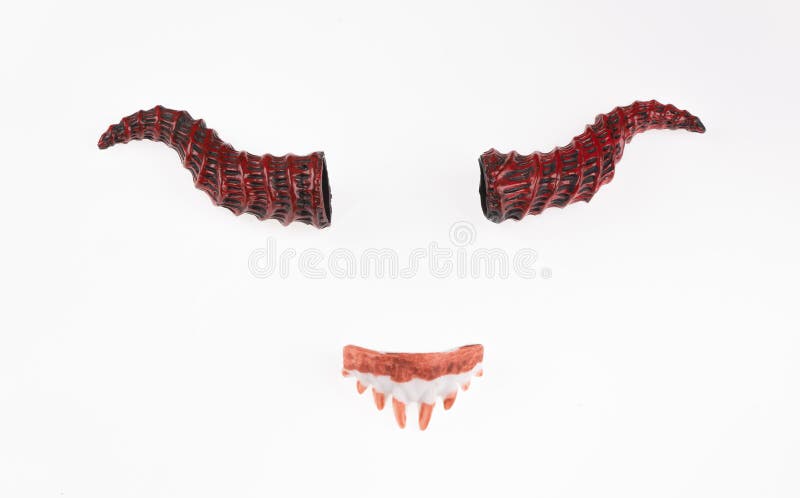 Red Devil Horns Isolated on White Stock Photo - Image of mythical ...