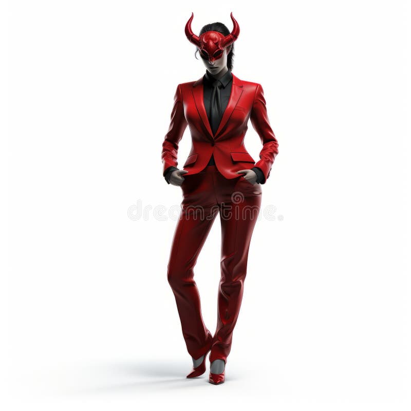 Highly Detailed Red Devil Woman Model with Deconstructed Tailoring ...