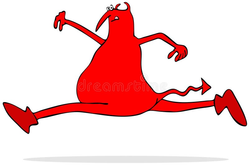 Red devil leaping stock illustration. Illustration of tail - 91967033