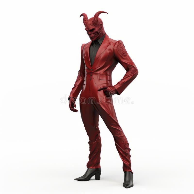 Photorealistic Rendering of a Man in a Red Suit with Horns Stock ...