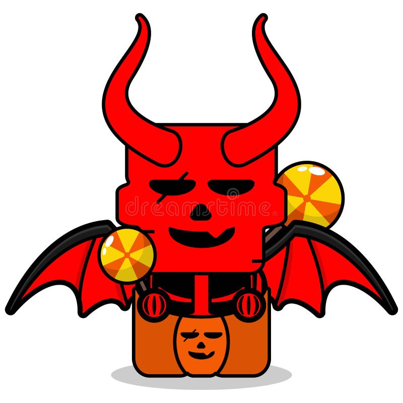 Red Devil Mascot Flying Skull Stock Vector - Illustration of demon ...