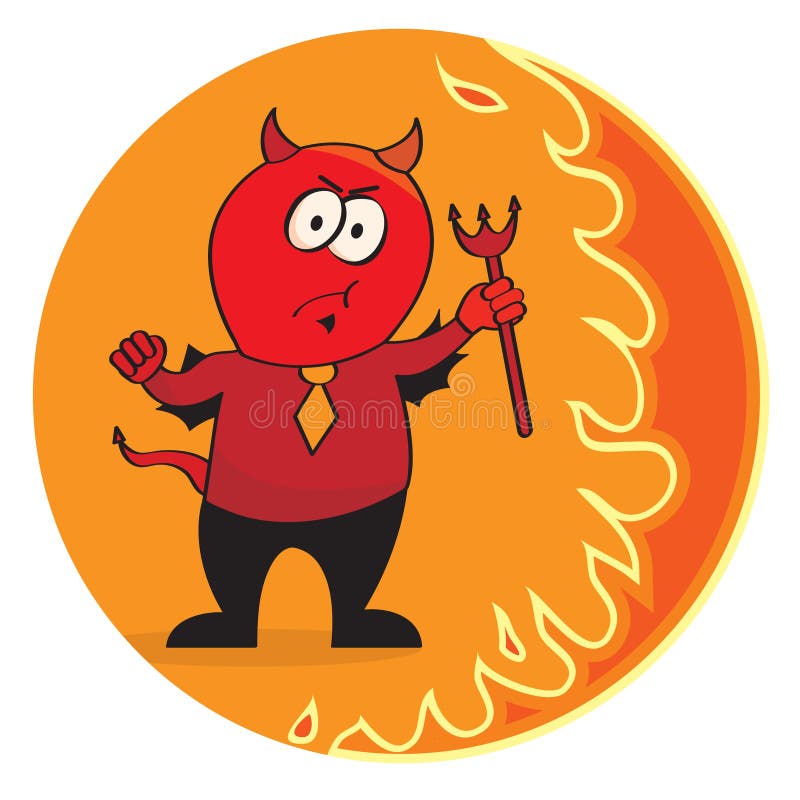 Funny Devil Cartoon Character with Trident Stock Vector - Illustration ...