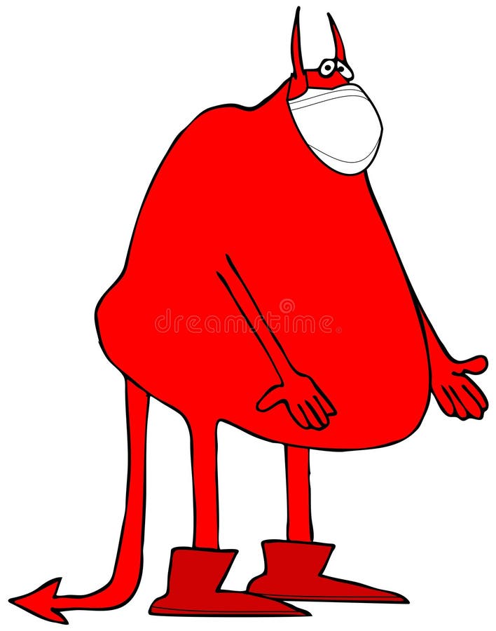 Chubby Devil With Beer stock illustration. Illustration of costume ...