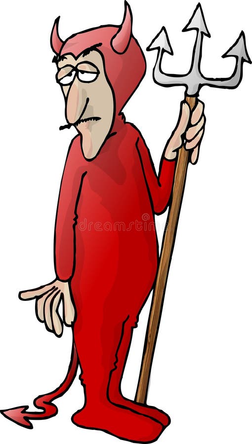Red Devil with a pitchfork stock illustration. Illustration of funny ...