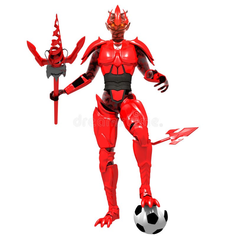 Red devil play football stock illustration. Illustration of pose - 65027106