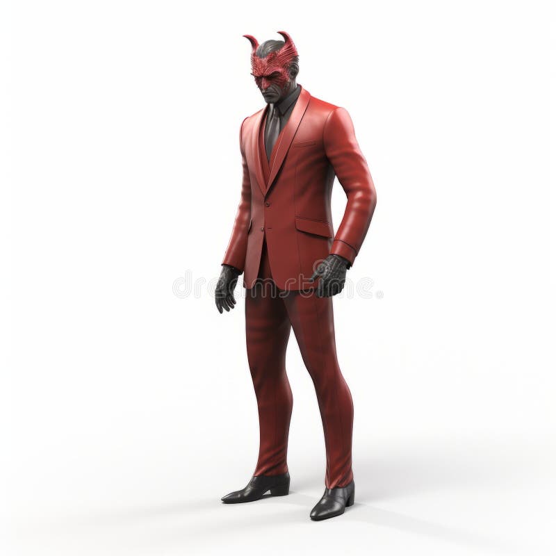 Hyper-realistic Devil 3d Character: Symbolic Corporate Punk in Red Suit ...