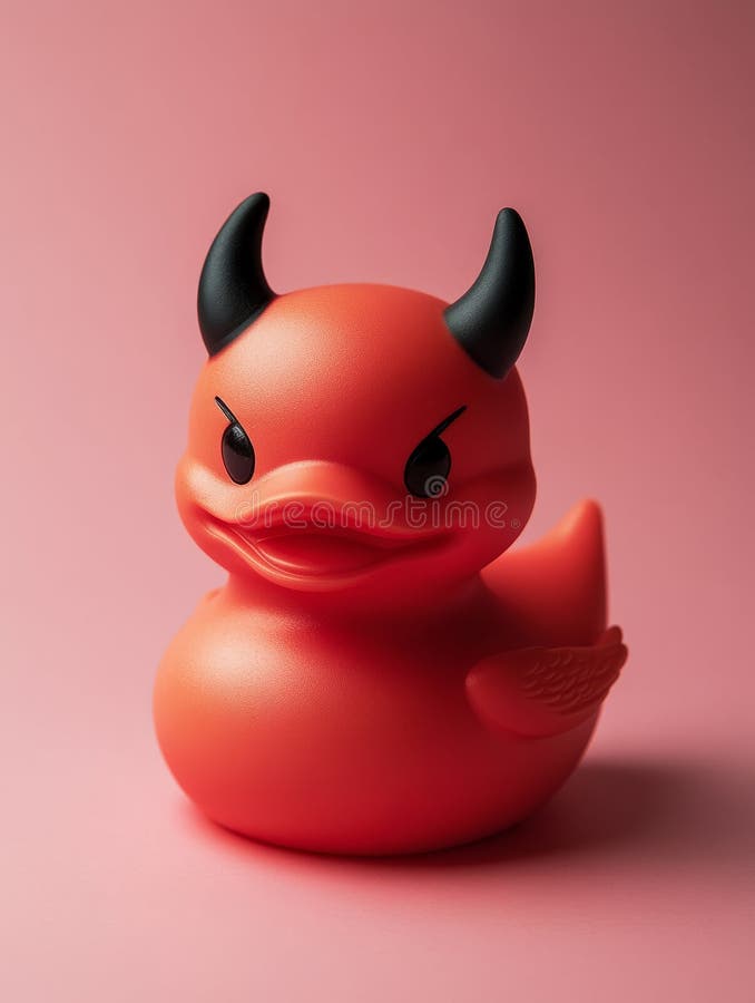 Red Devil Rubber Duck on a Pink Background. Stock Image - Image of devil, kitsch: 369358089