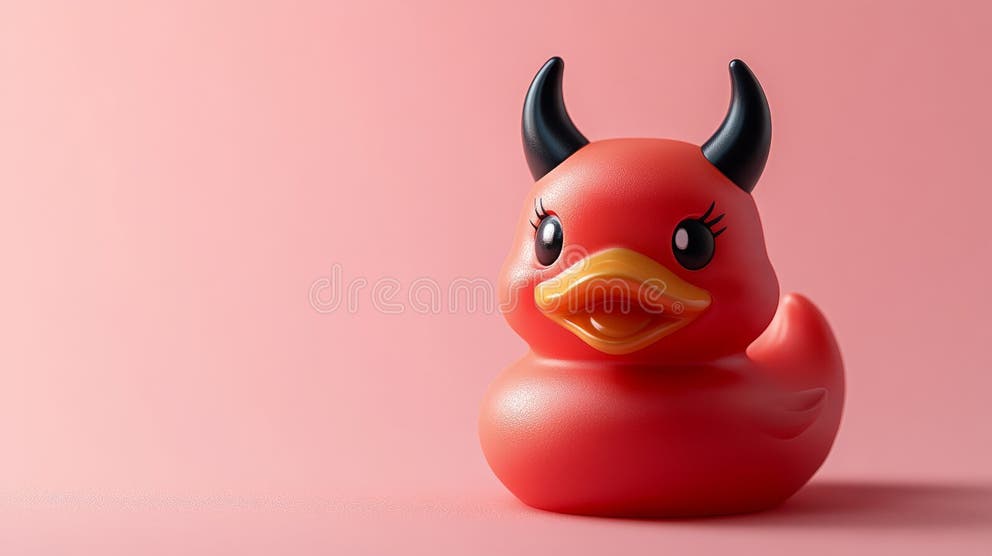 Red Devil Rubber Duck on a Pink Background Stock Photo - Image of naughty, cute: 369290638