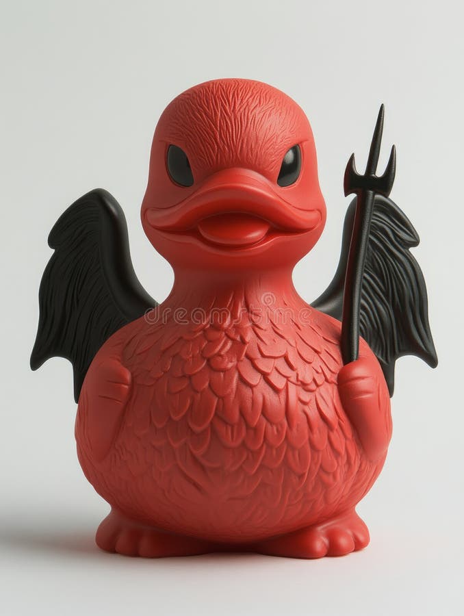 Red Devil Rubber Duck with Wings and a Pitchfork. Stock Image - Image ...
