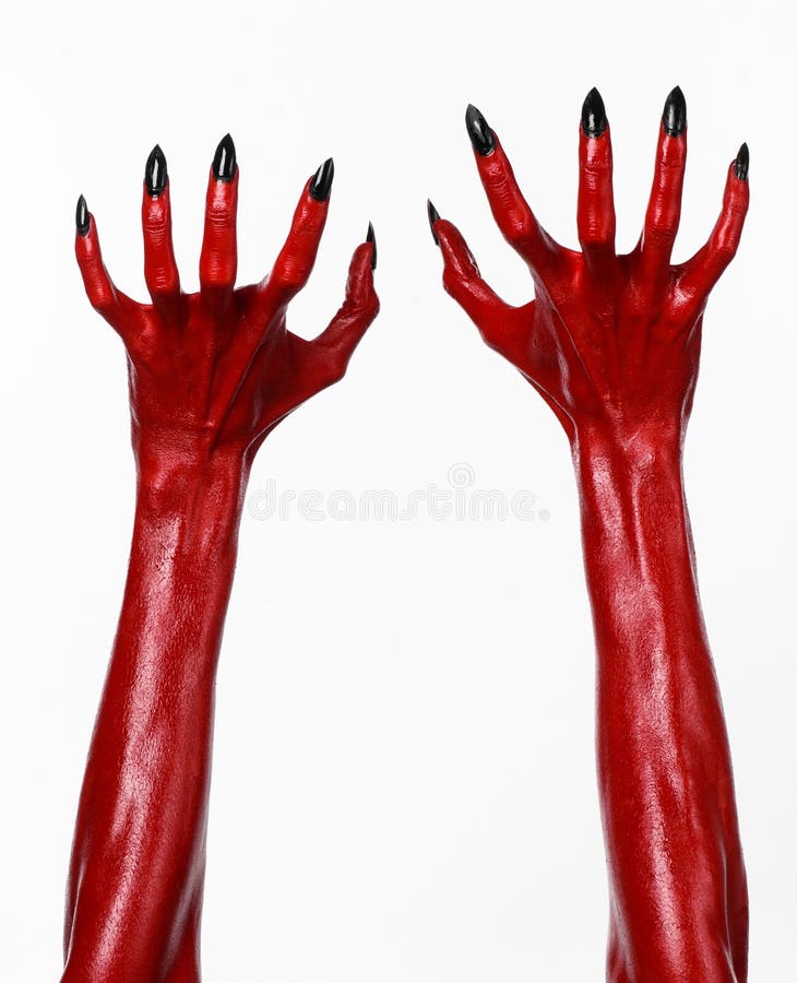 Red Devil S Hands with Black Nails, Red Hands of Satan, Halloween Theme ...