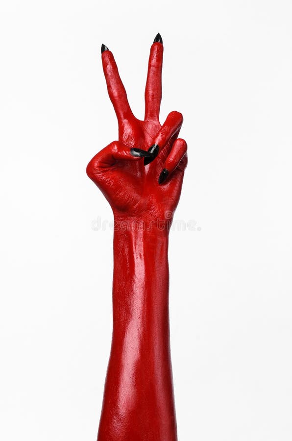 Red Devil S Hands with Black Nails, Red Hands of Satan, Halloween Theme ...