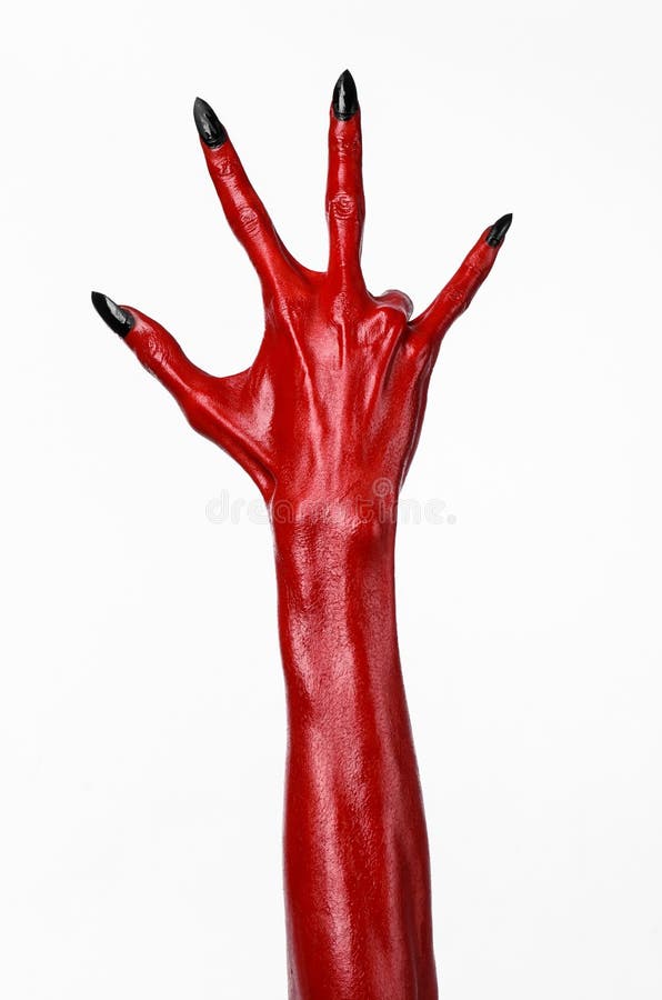 Red Devil S Hands with Black Nails, Red Hands of Satan, Halloween Theme ...