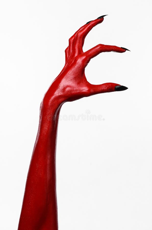 Red Devil S Hands with Black Nails, Red Hands of Satan, Halloween Theme ...