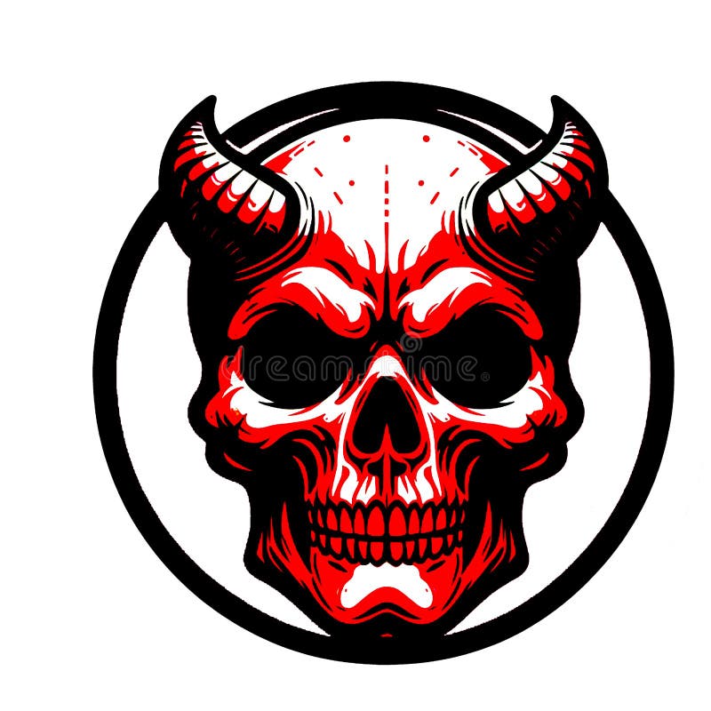 Red Devil Skull Illustration with Horns Stock Illustration ...