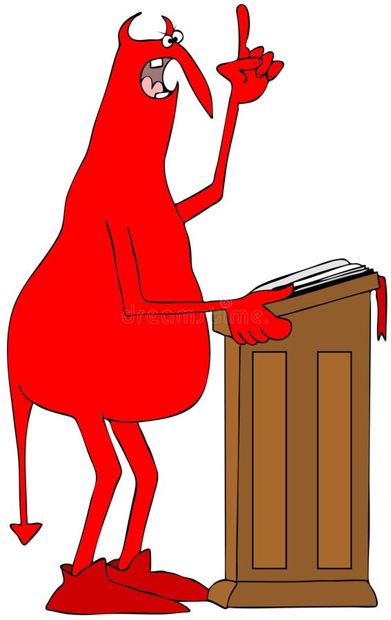 Red Devil Standing at a Pulpit Stock Illustration - Illustration of ...