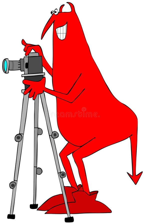 Red Devil Taking a Photograph Stock Illustration - Illustration of ...