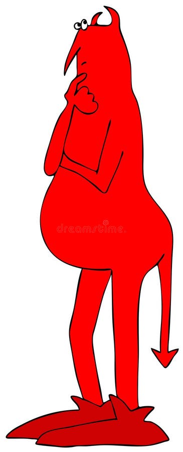 Red devil thinking stock illustration. Illustration of lucifer - 94751947