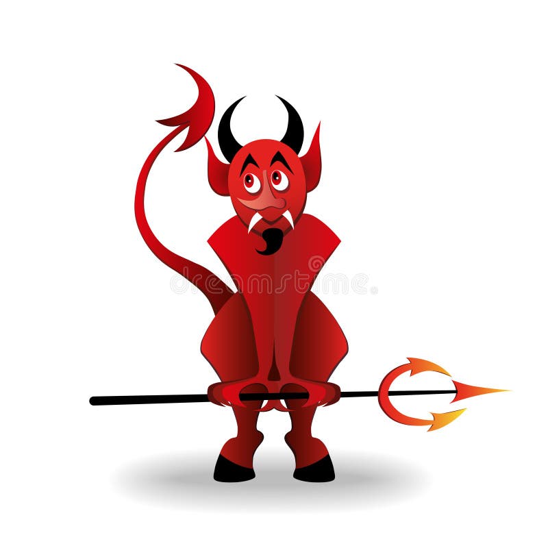 Red devil with trident stock illustration. Illustration of fantasy ...