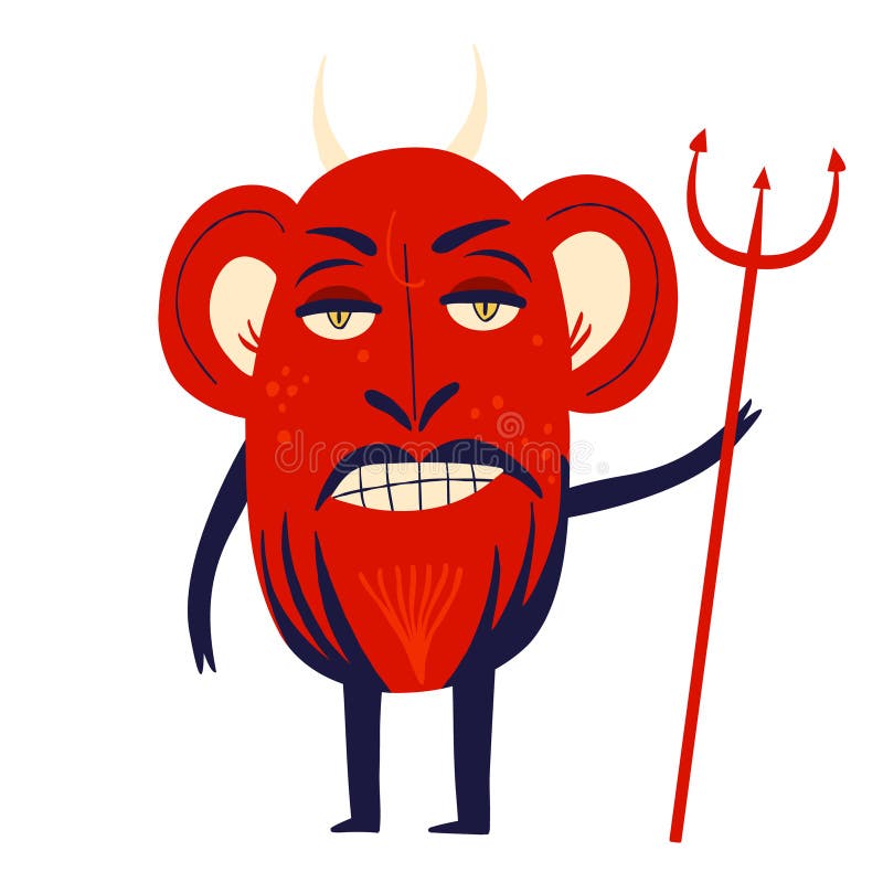 Red Devil with a Trident. Strange Ugly Halloween Characters. Cute ...
