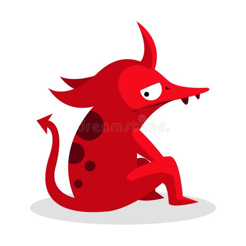 Sad Red Devils Monster Illustration Design Stock Vector - Illustration ...
