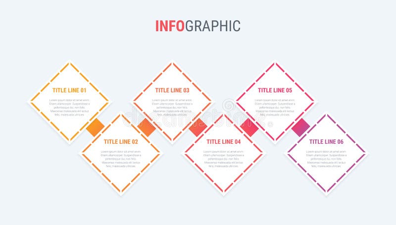 Red Infographic Template. 6 Steps Square Design. Vector Timeline ...
