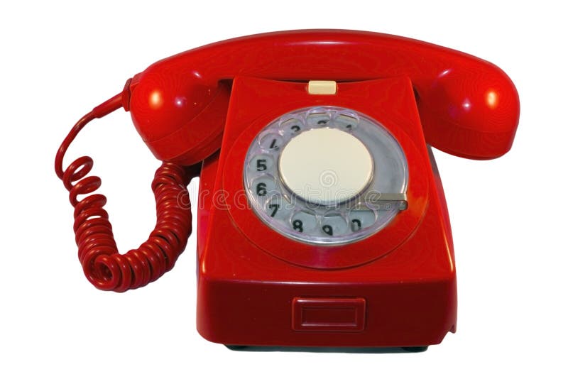 Vintage Red Phone with Buttons Dial Ring Isolated on a White Background ...