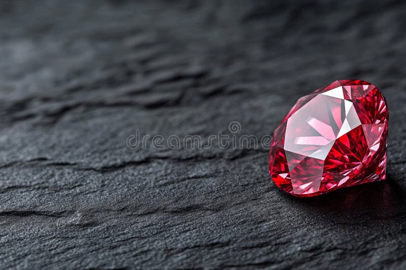 A Red Diamond on a Black Surface Stock Image - Image of side, shape ...